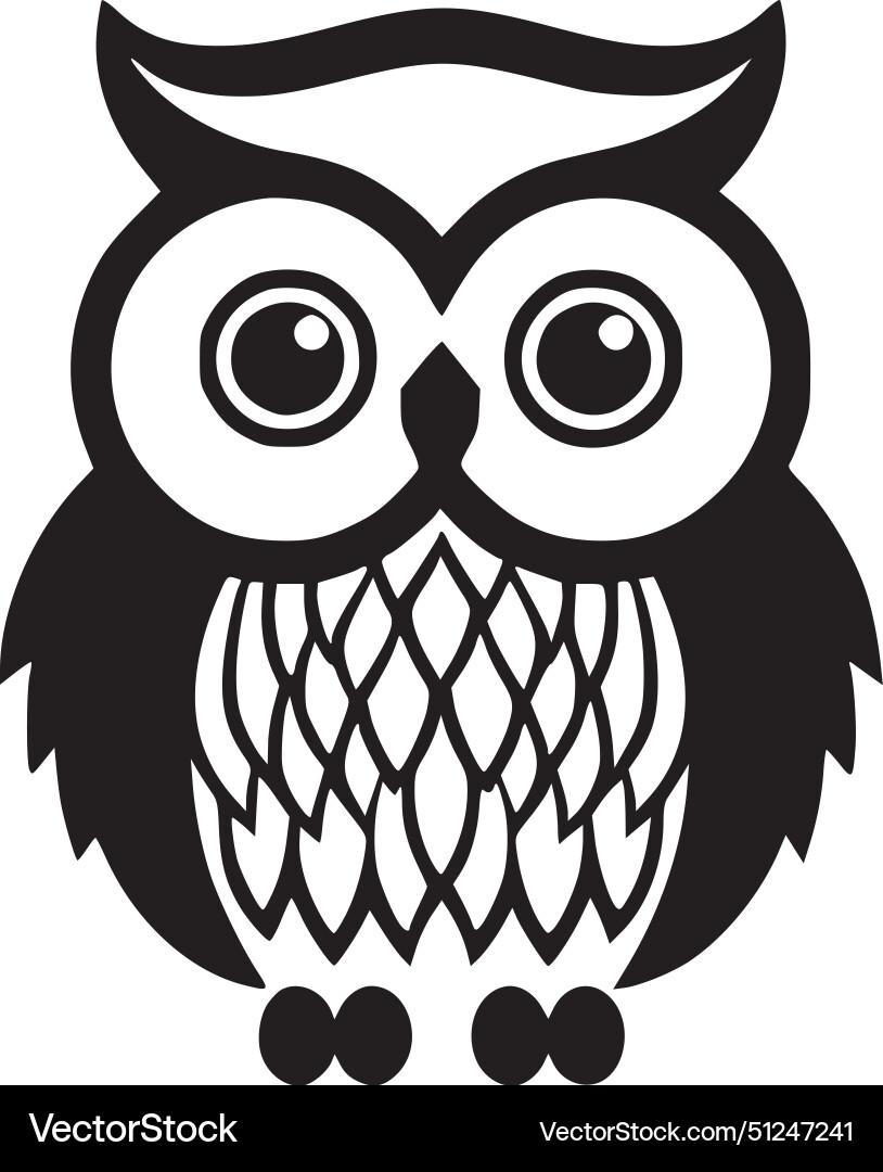 Owl - black and white Royalty Free Vector Image