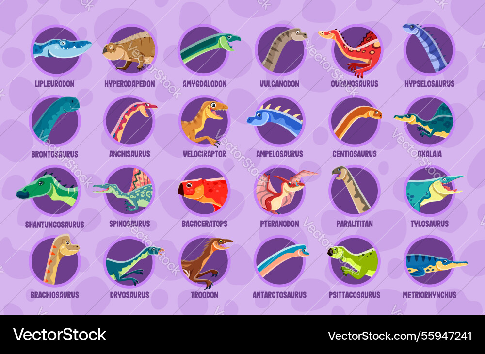 Prehistoric dinosaurs infographic lizards species Vector Image