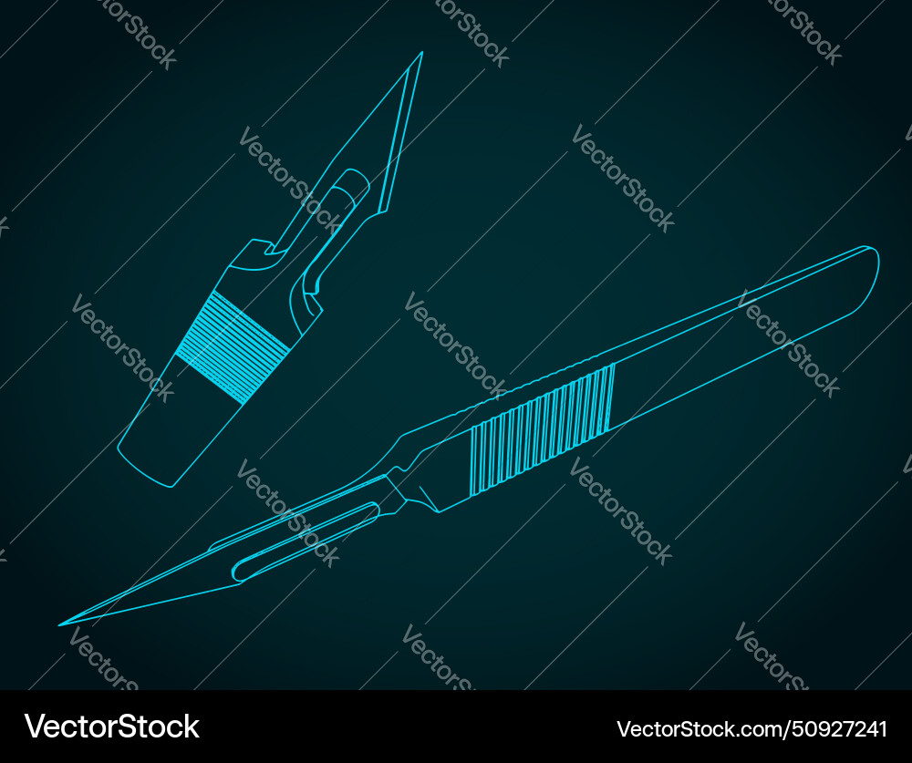 Scalpel isometric blueprint Royalty Free Vector Image