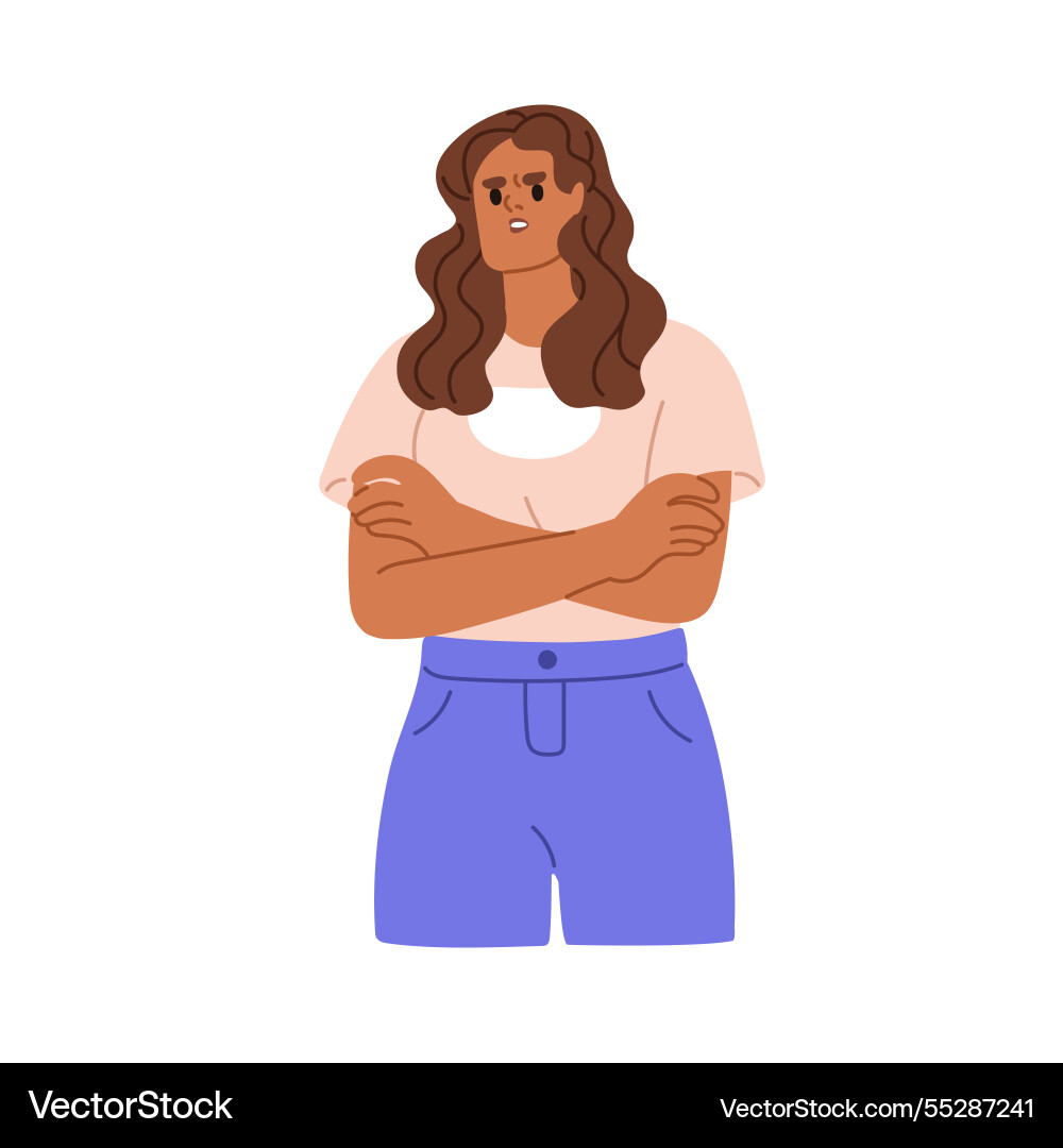 Skeptical woman doubt and distrust expression Vector Image