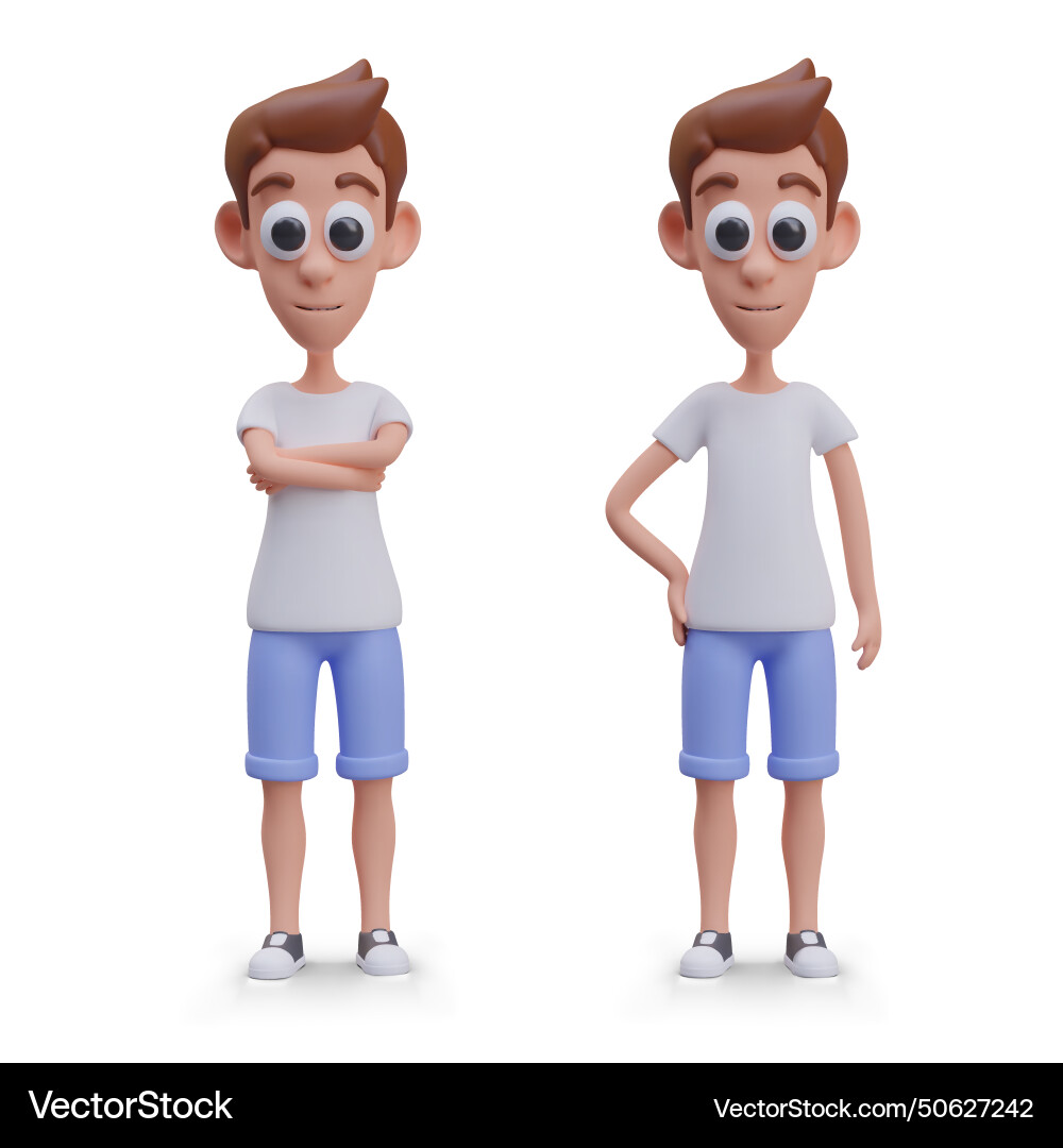 3d male character in different poses man Vector Image