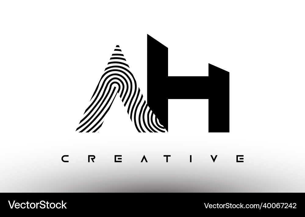 Ah fingerprint zebra letter logo design Royalty Free Vector