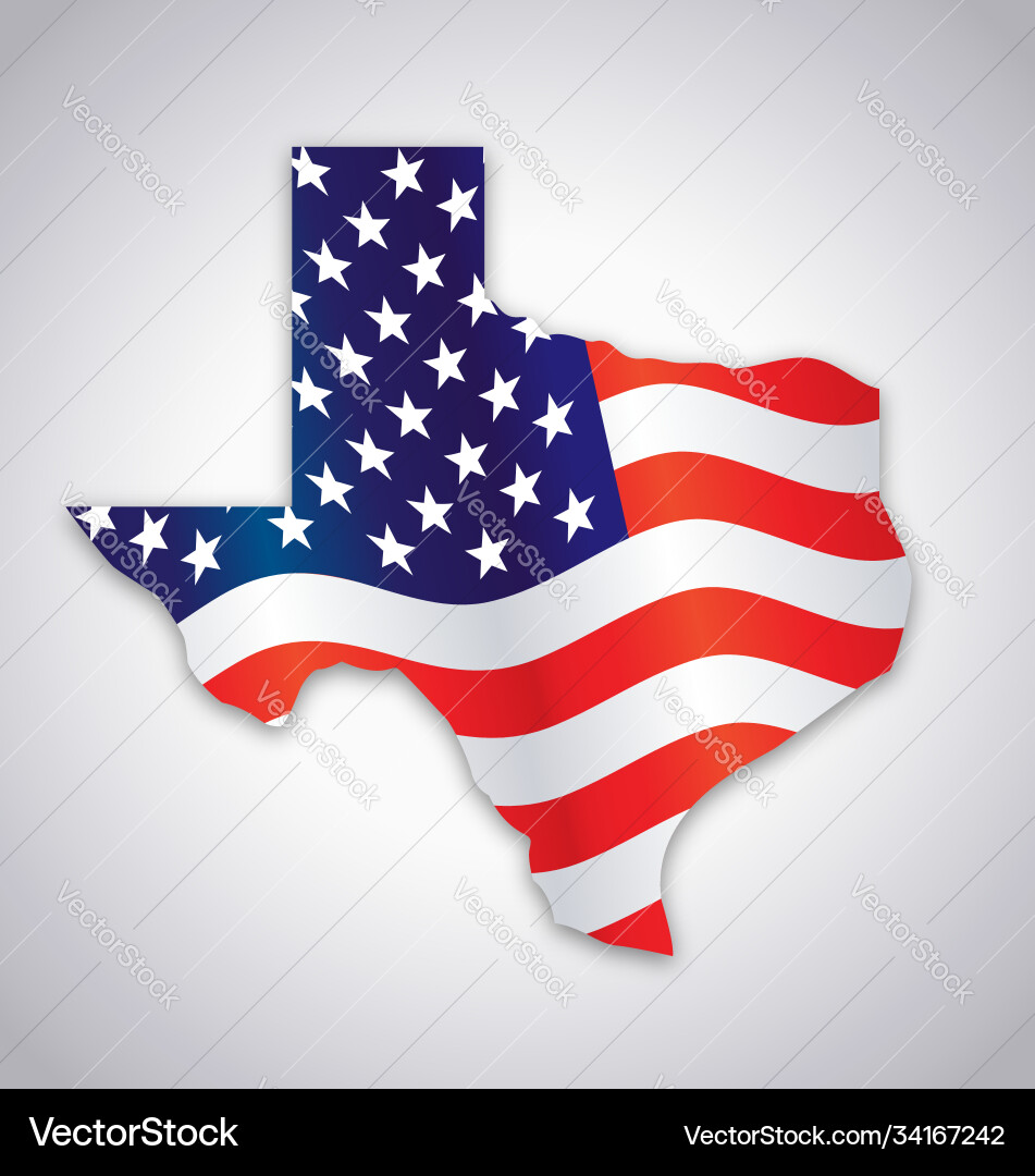 America usa flag in texas tx state map Royalty Free Vector