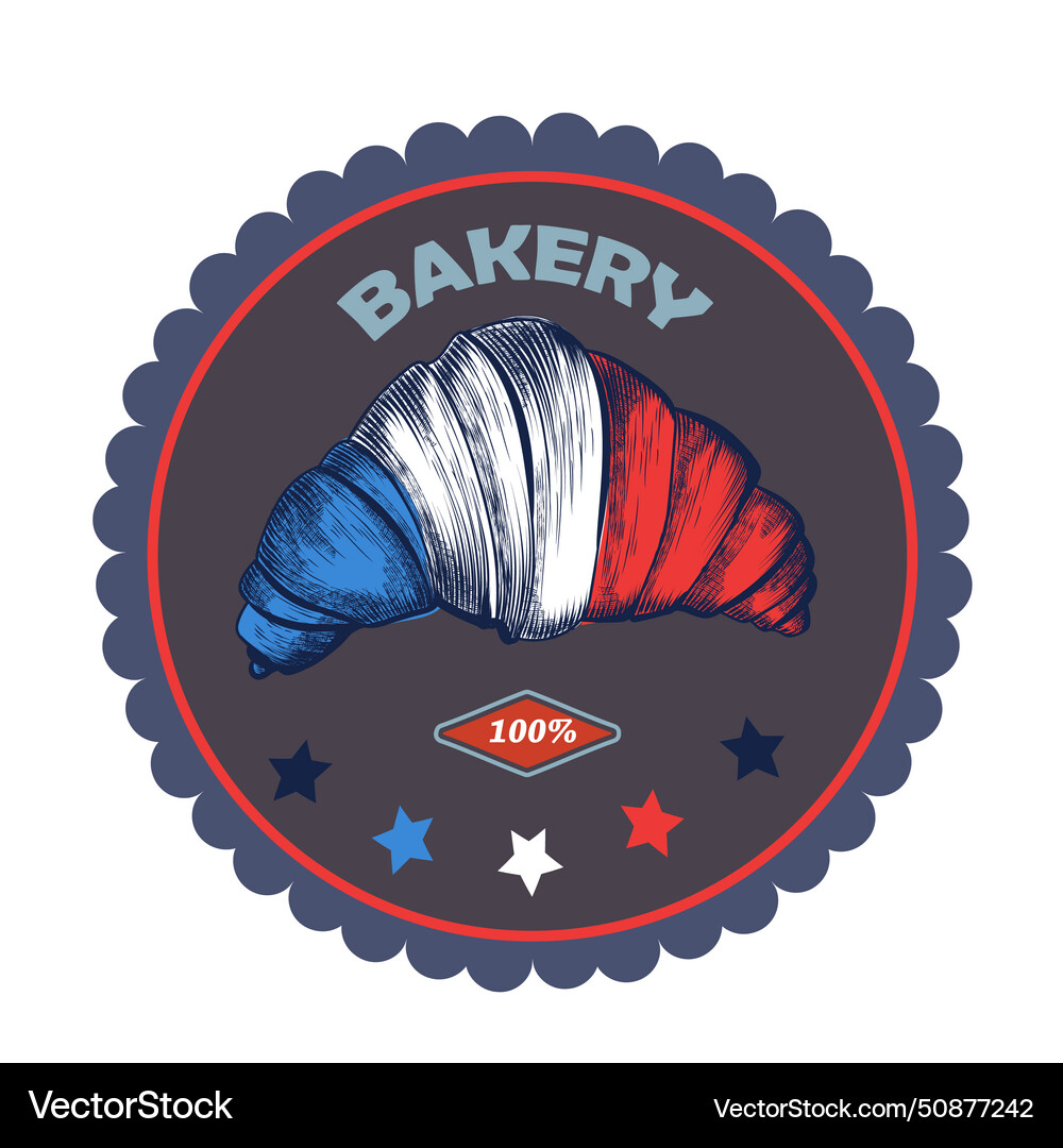 Bakery label with croissant in vintage style Vector Image