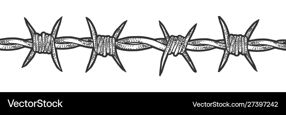 Barbed wire sketch engraving Royalty Free Vector Image