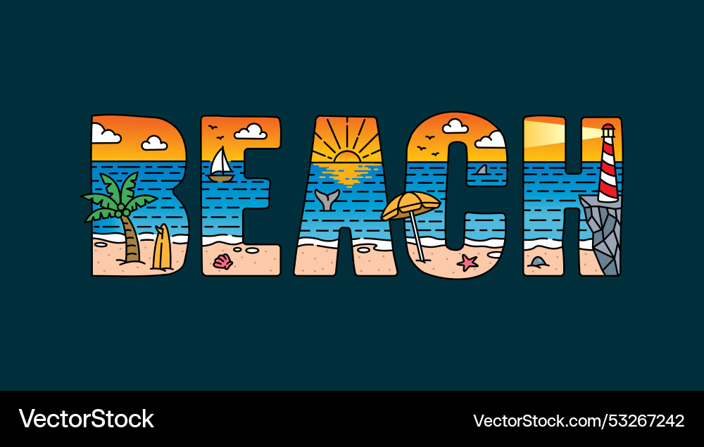 Beach typography design Royalty Free Vector Image