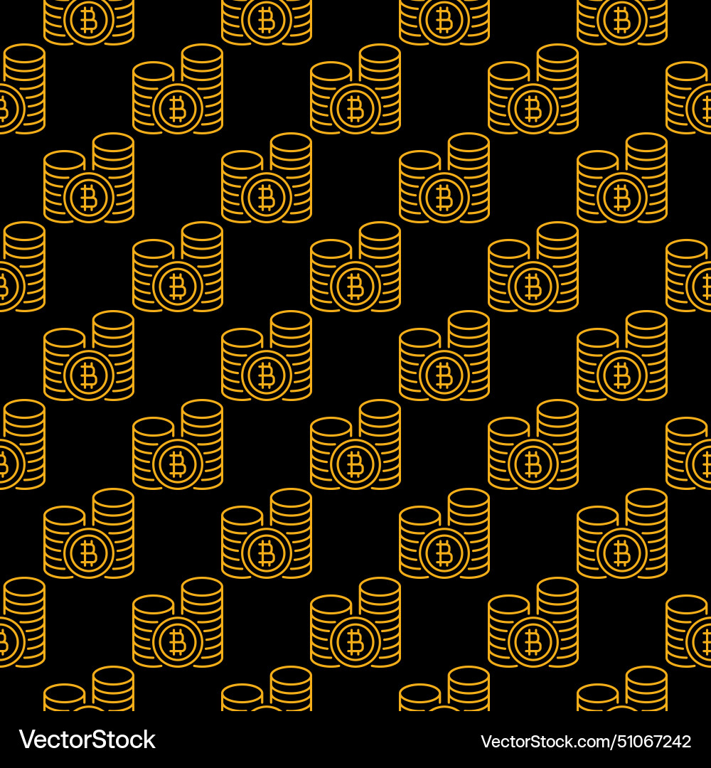 Bitcoin coins cryptocurrency seamless pattern Vector Image