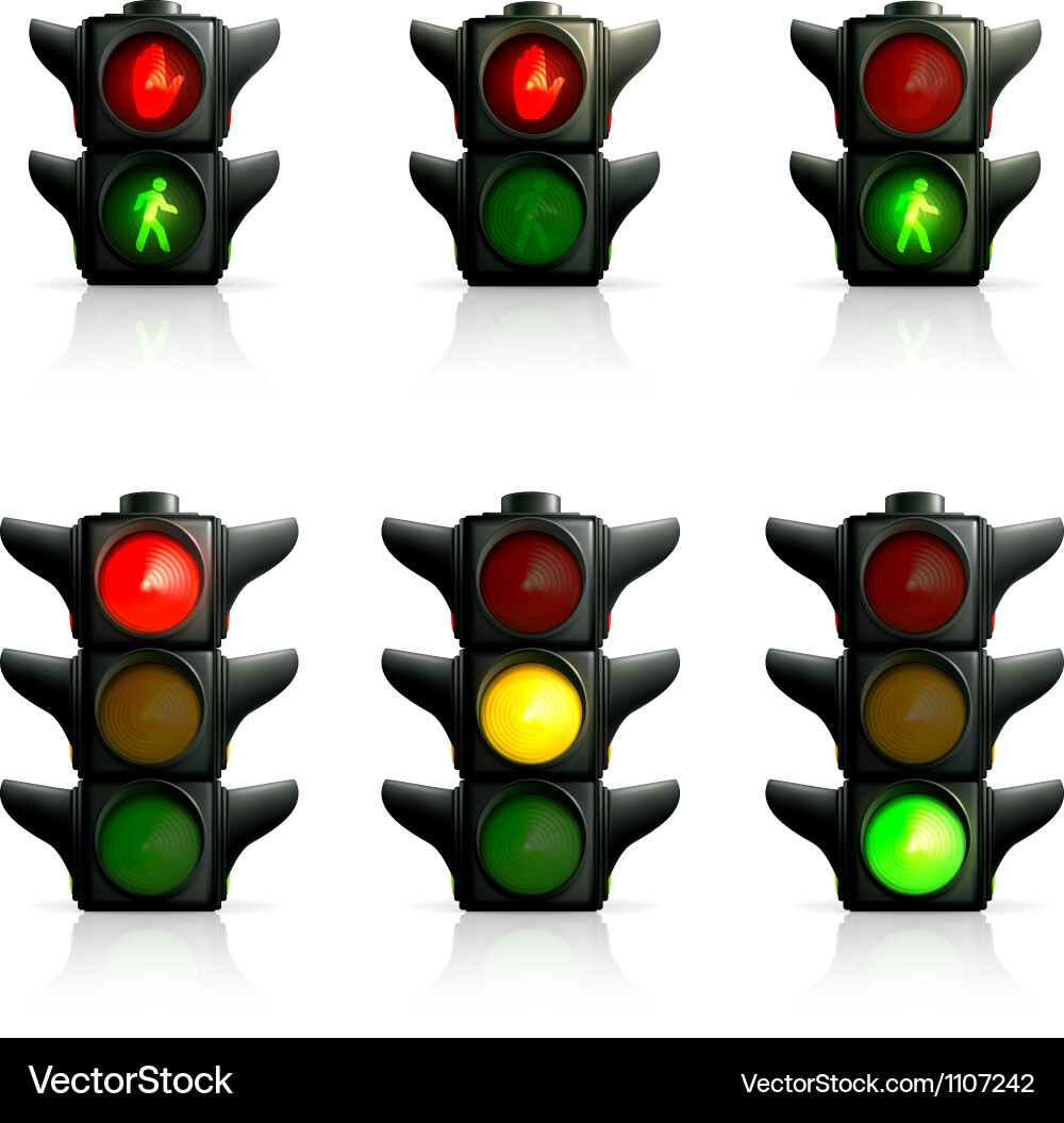 Colorful Traffic Light System Royalty Free Vector Image