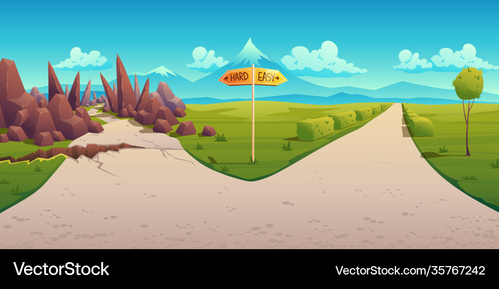 Concept choice between hard and easy way Vector Image