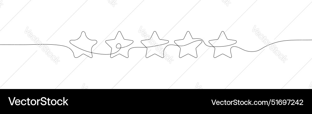 Five stars drawn in one continuous line Royalty Free Vector