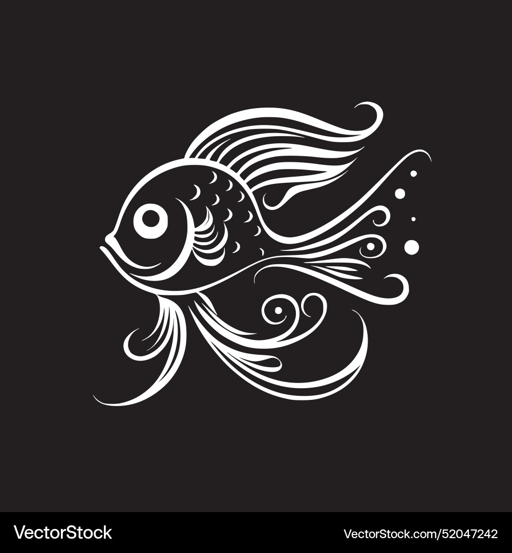 Goldfish - black and white Royalty Free Vector Image