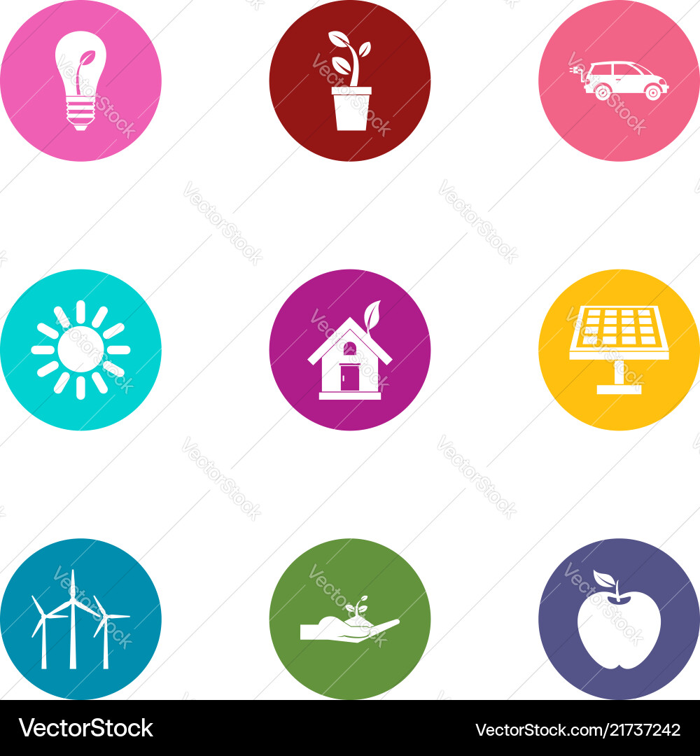 Heat energy icons set flat style Royalty Free Vector Image