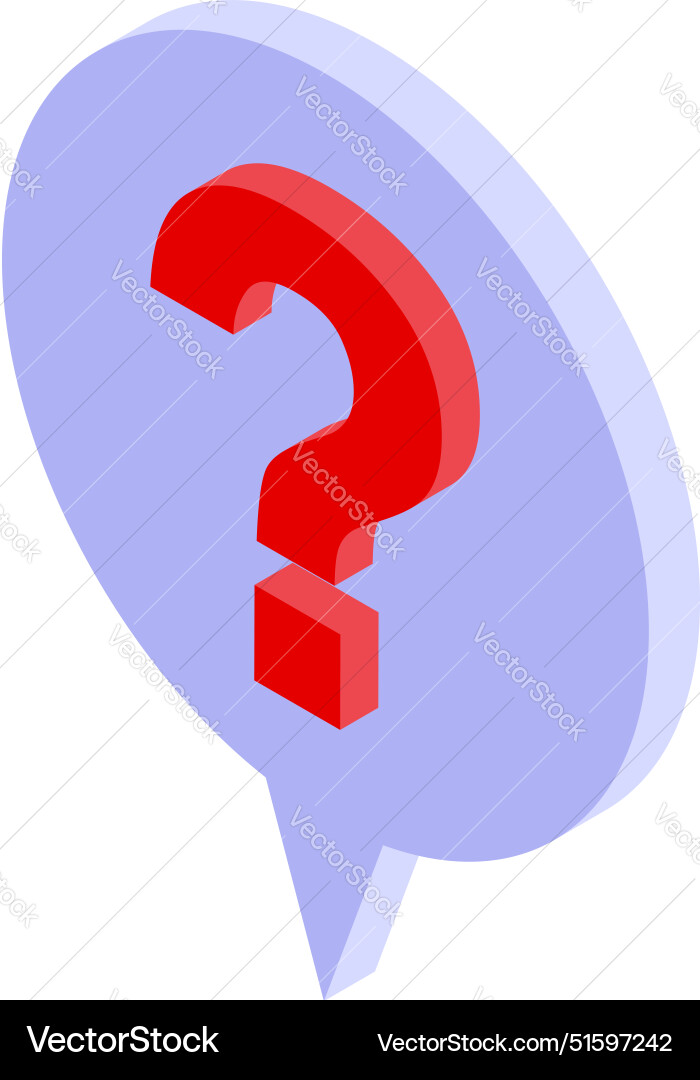 Red question mark is displayed on a blue speech Vector Image