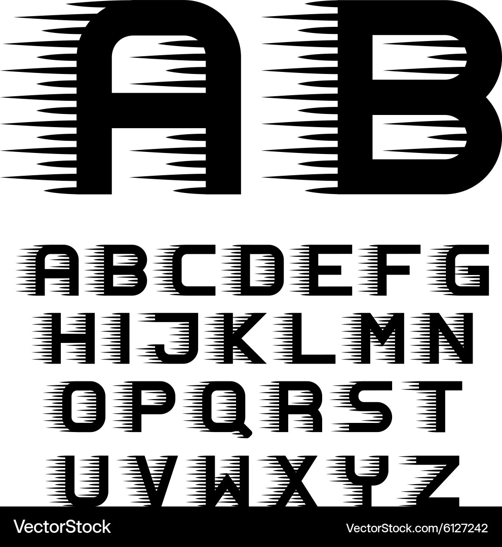 Speed motion lines font alphabet letters Vector Image