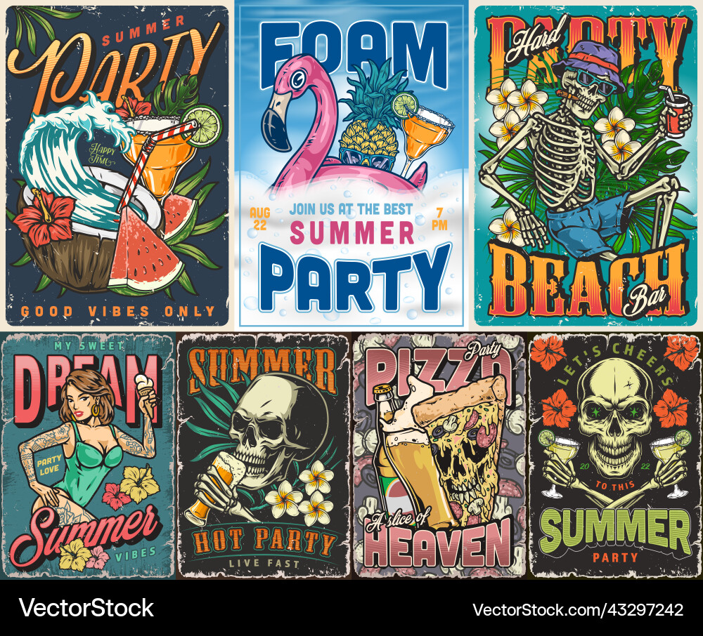 Summer Party Skull Fiesta Royalty Free Vector Image