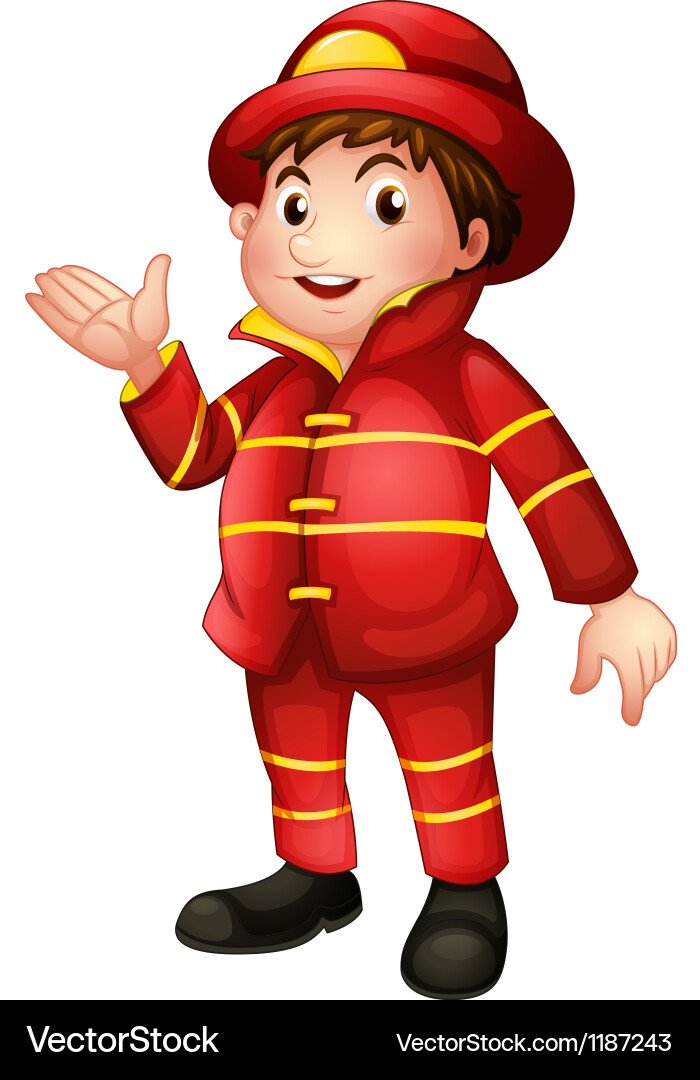 Fireman Cartoon Character with Uniform Royalty Free Vector
