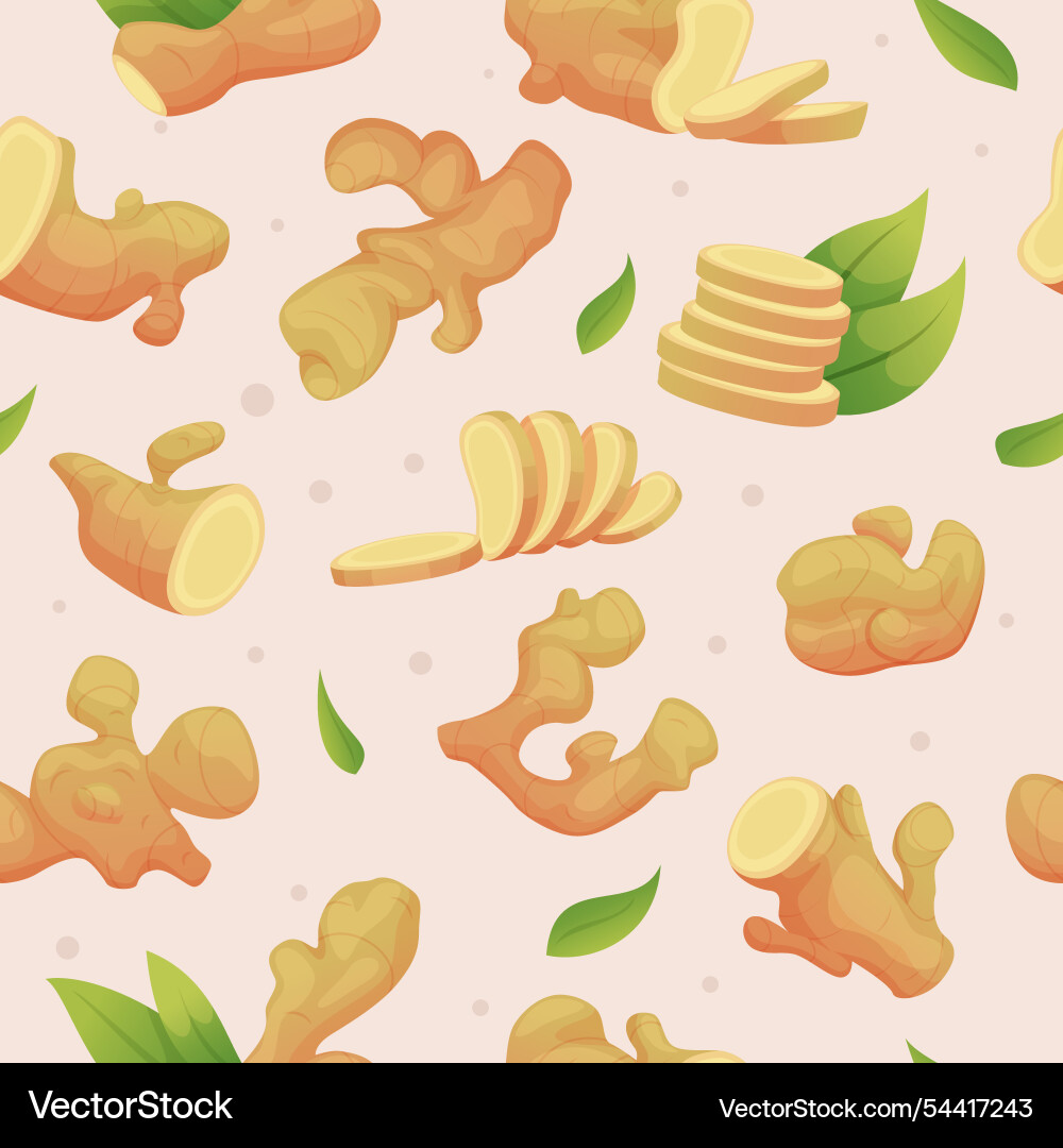 Ginger pattern healthy product sliced Royalty Free Vector