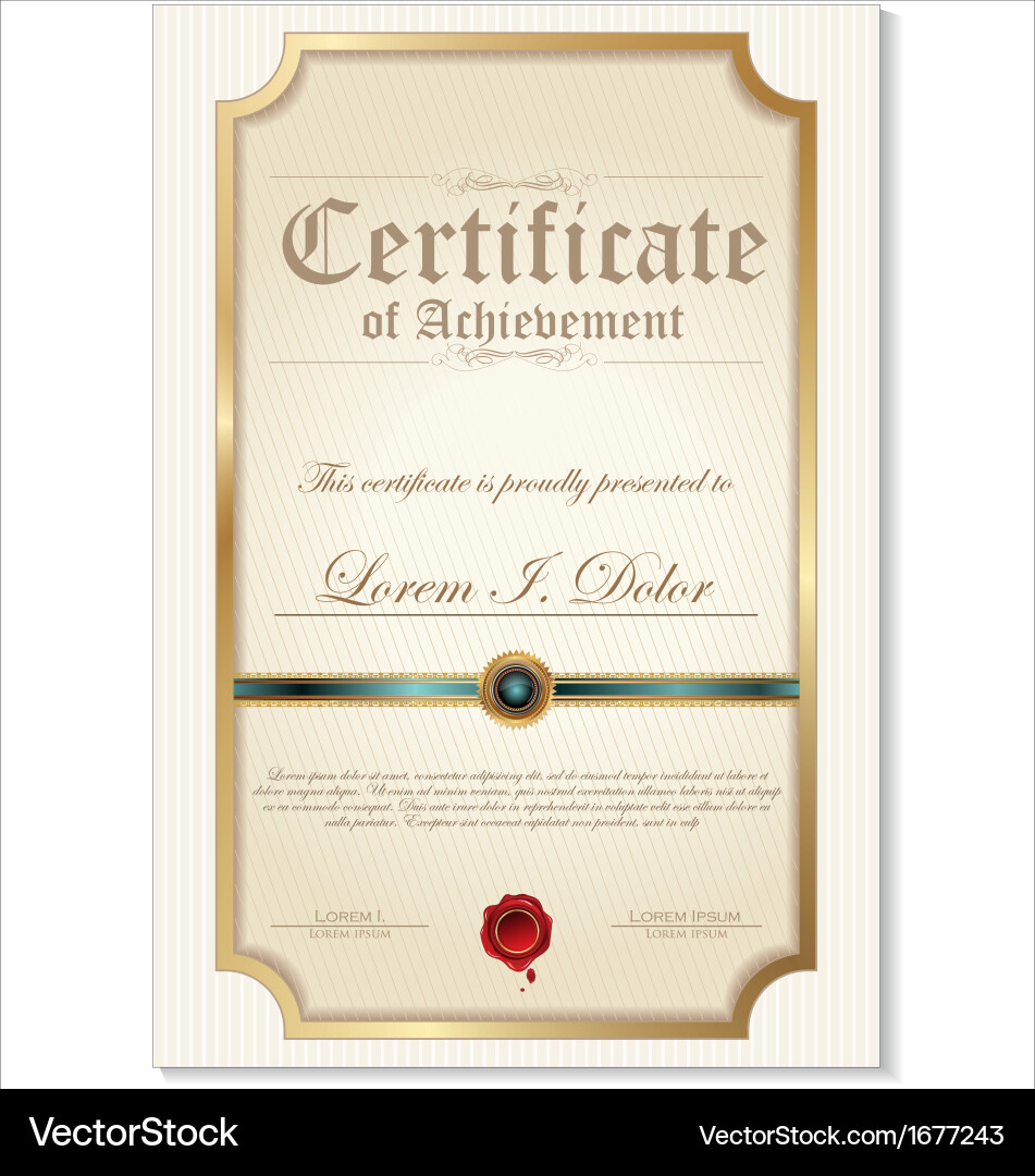 Gold detailed certificate Royalty Free Vector Image