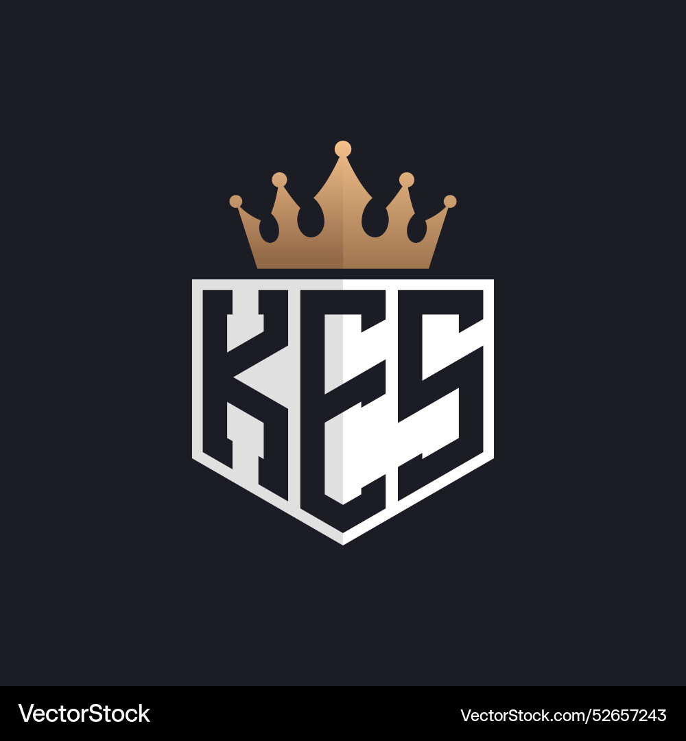 Luxury kes logo with crown elegant initials Vector Image