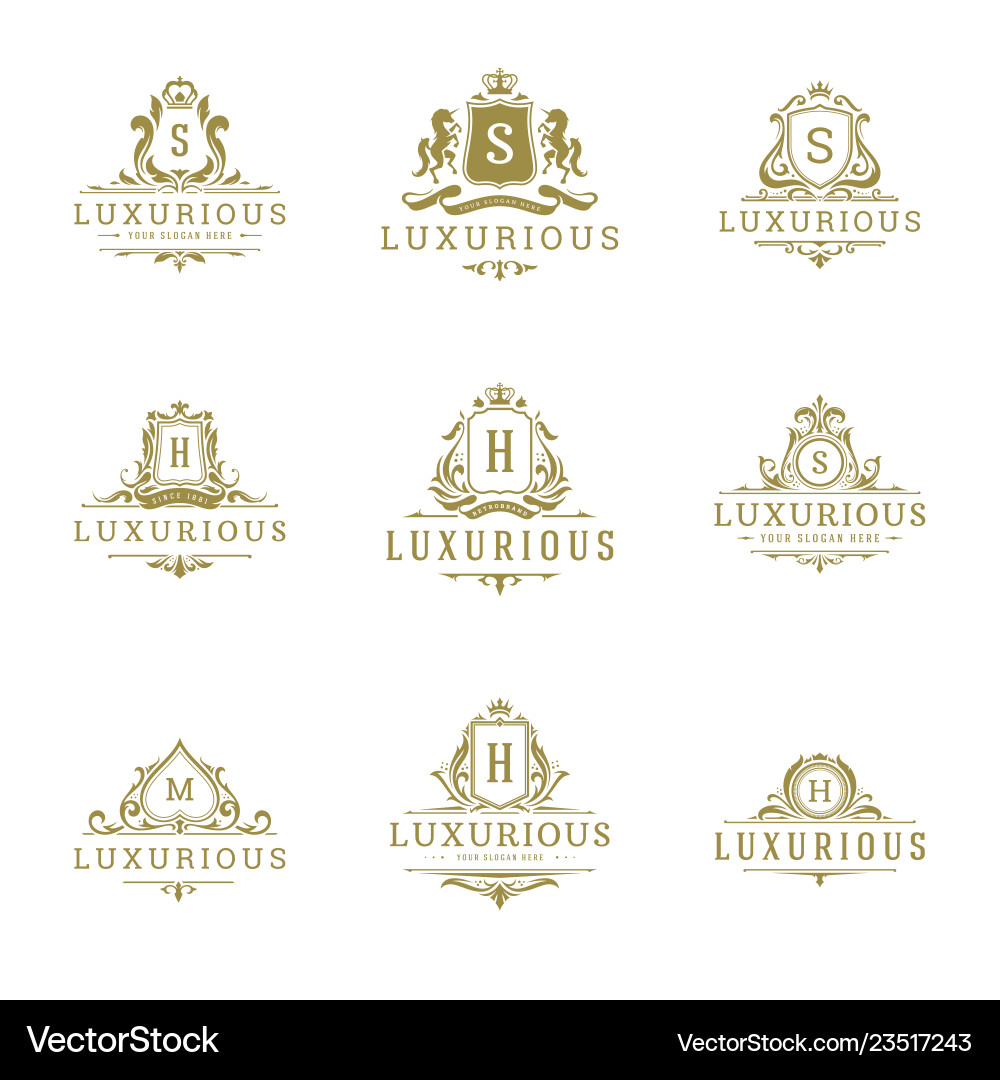 Luxus-Logos Monogramme Krest Design Vorlagen Set Vektorbild
