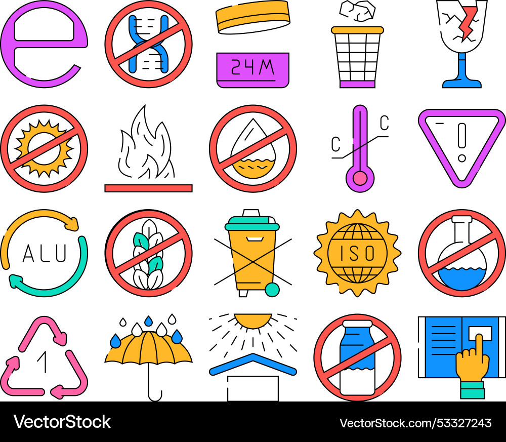 Packaging industrial marking icons set Royalty Free Vector