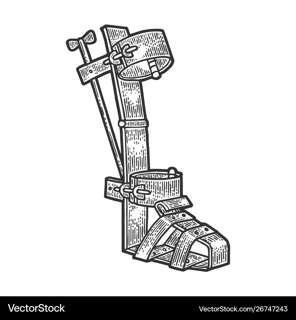 Spanish boot torture device sketch Royalty Free Vector Image
