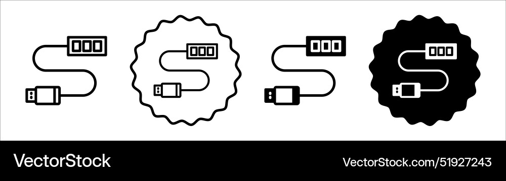 Usb hub icon symbol set collection usb hub simple Vector Image