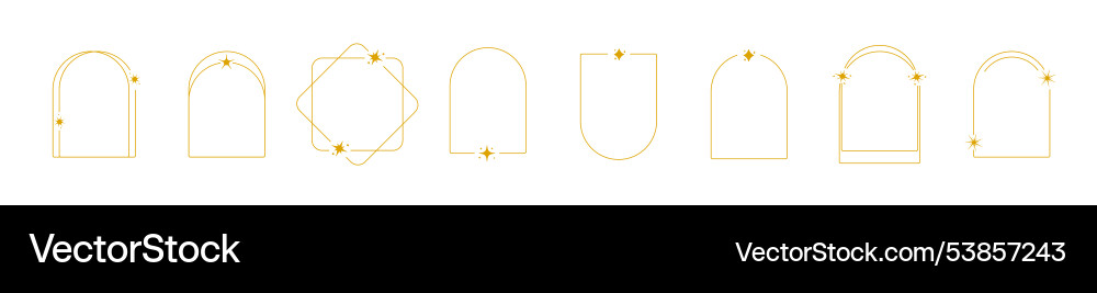 Yellow star frame collection outline border Vector Image