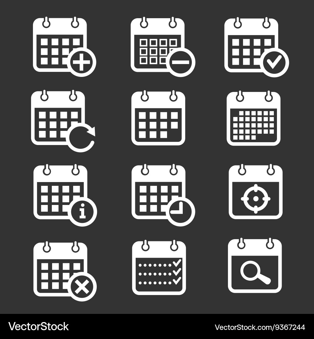 Calendar icons with event add delete Royalty Free Vector