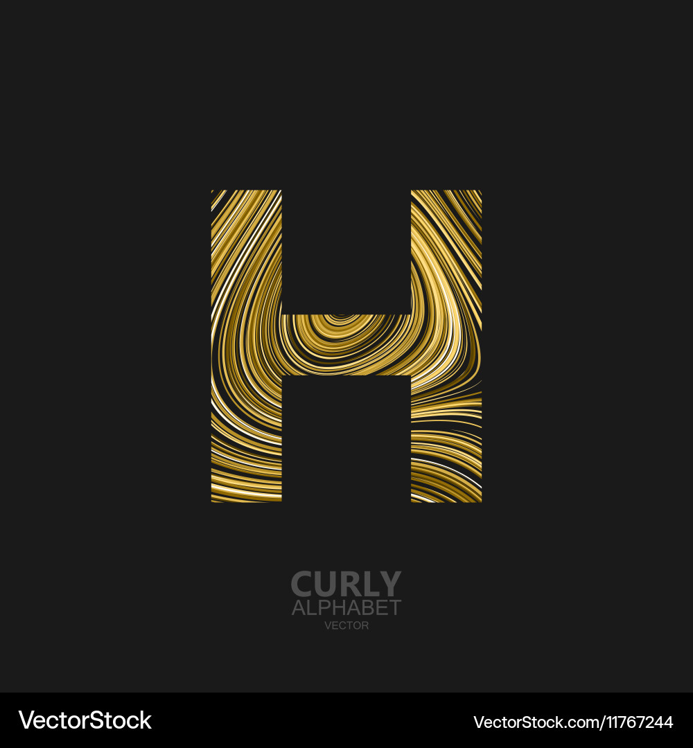 Curly textured letter h Royalty Free Vector Image