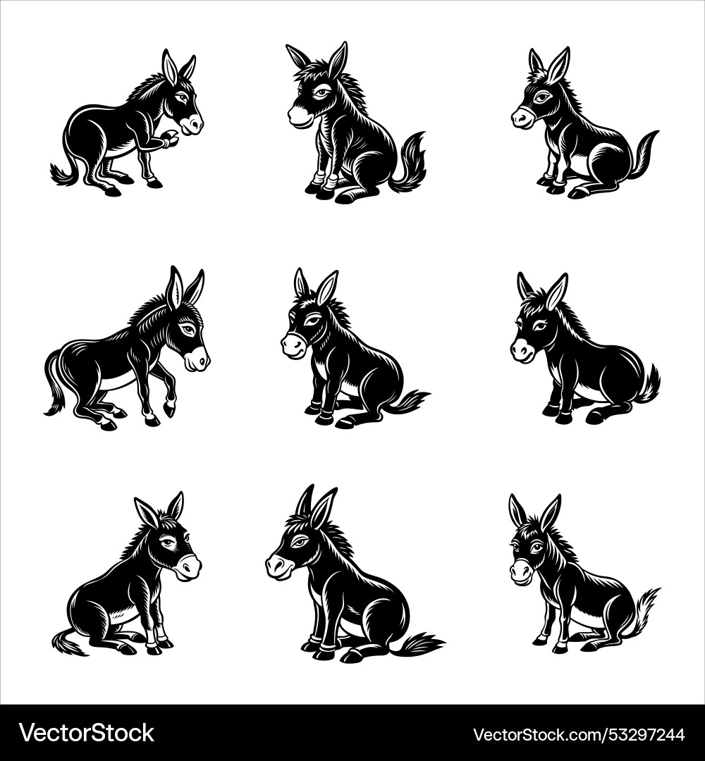 Donkey kneeling svg 1 Royalty Free Vector Image
