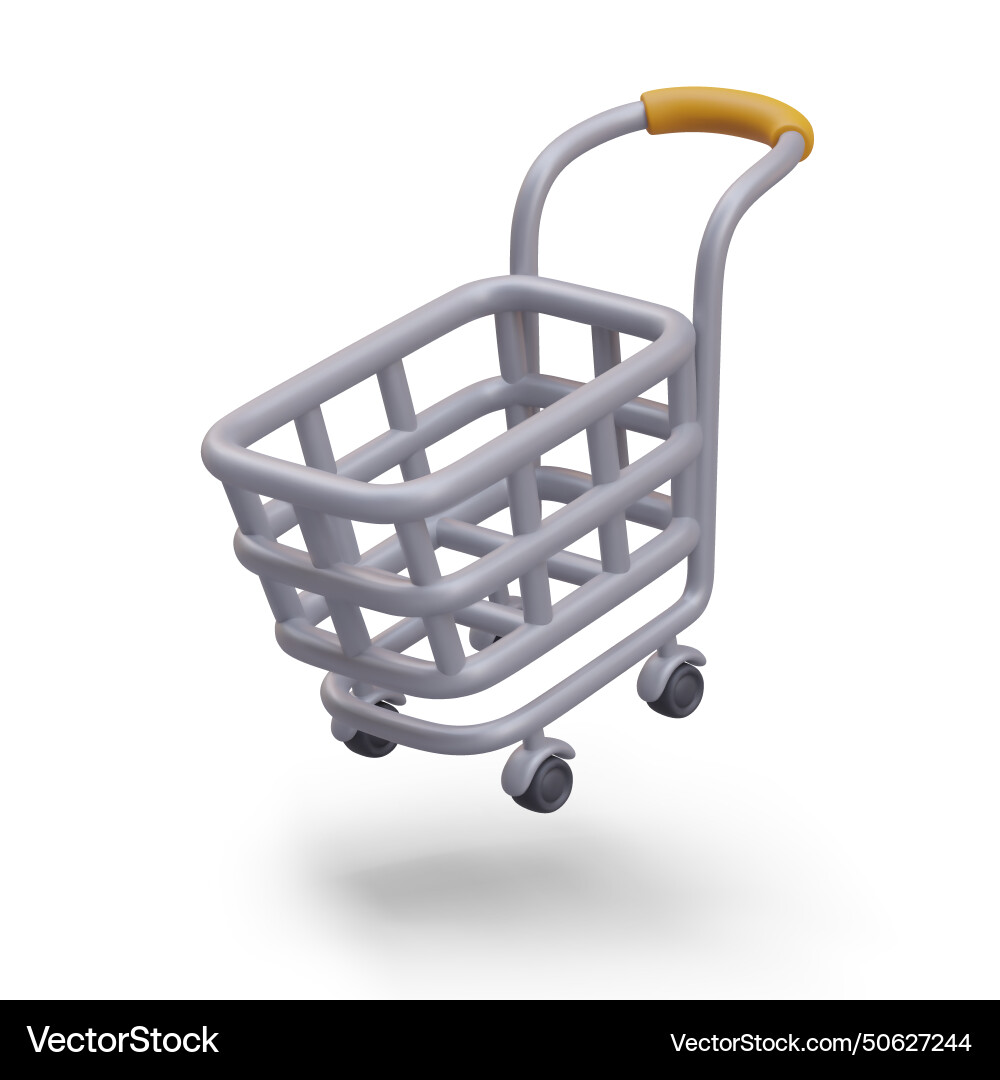 Empty metal shopping trolley top view realistic Vector Image