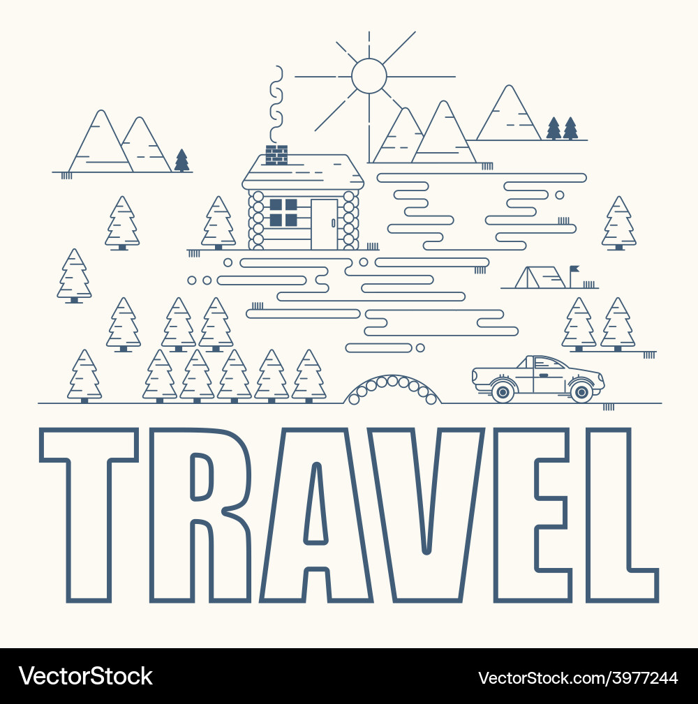 Flat linear landscape Royalty Free Vector Image