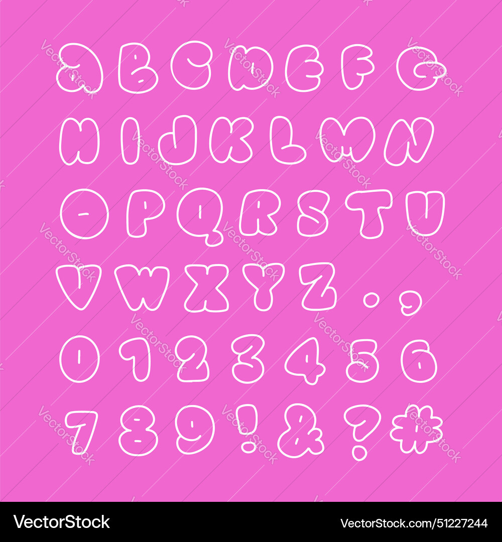 Funny childish linear bubble alphabet in 90s Vector Image