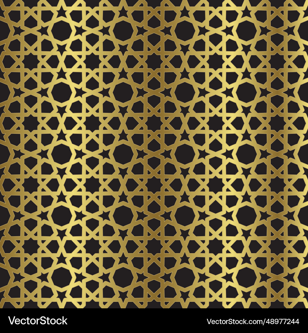 Gold arabic pattern on black background Royalty Free Vector
