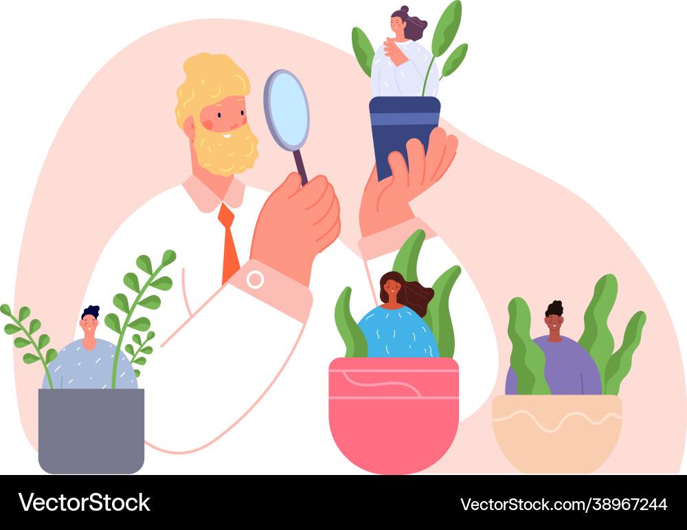 Mentoring concept boss planting workers Royalty Free Vector