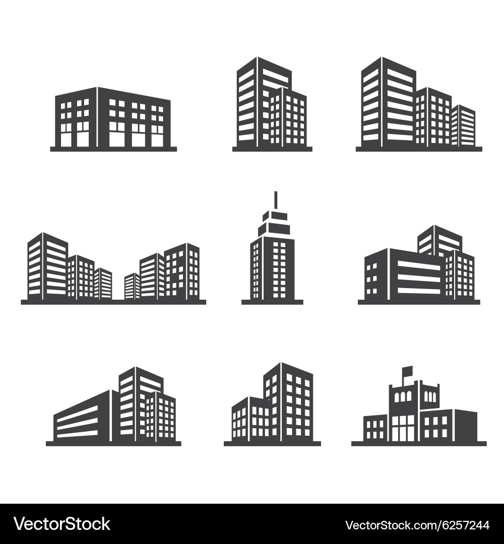 Modern Building Icons Royalty Free Vector Image