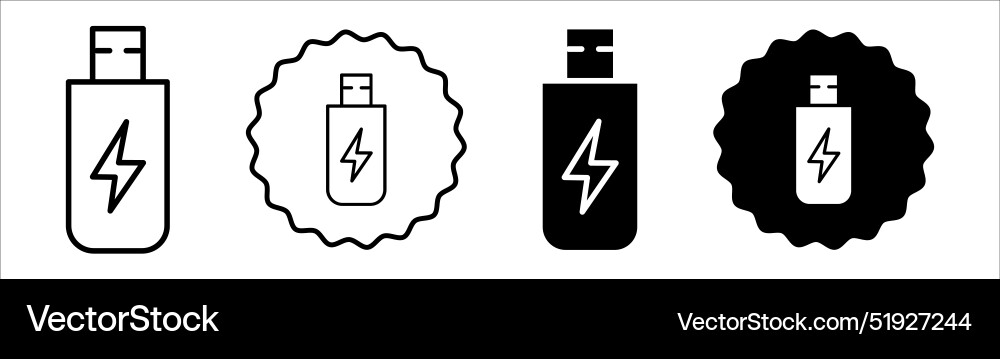 Usb icon symbol set collection simple sign Vector Image