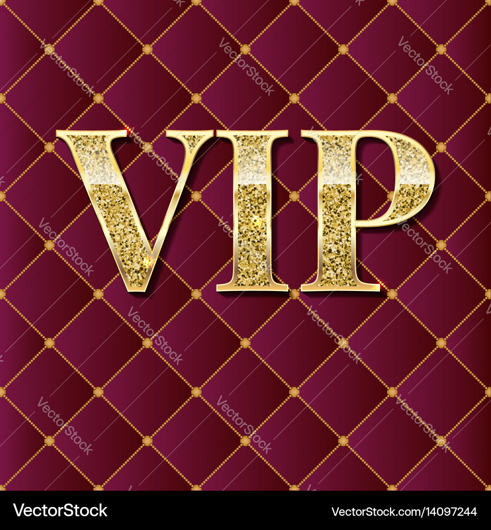 Vip golden letters with glitter on abstract Vector Image