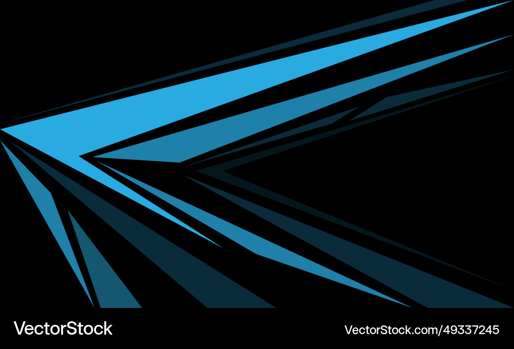 Abstract blue arrow direction geometric on black Vector Image