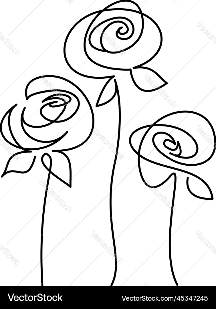 Abstract roses flowers continuous one line Vector Image