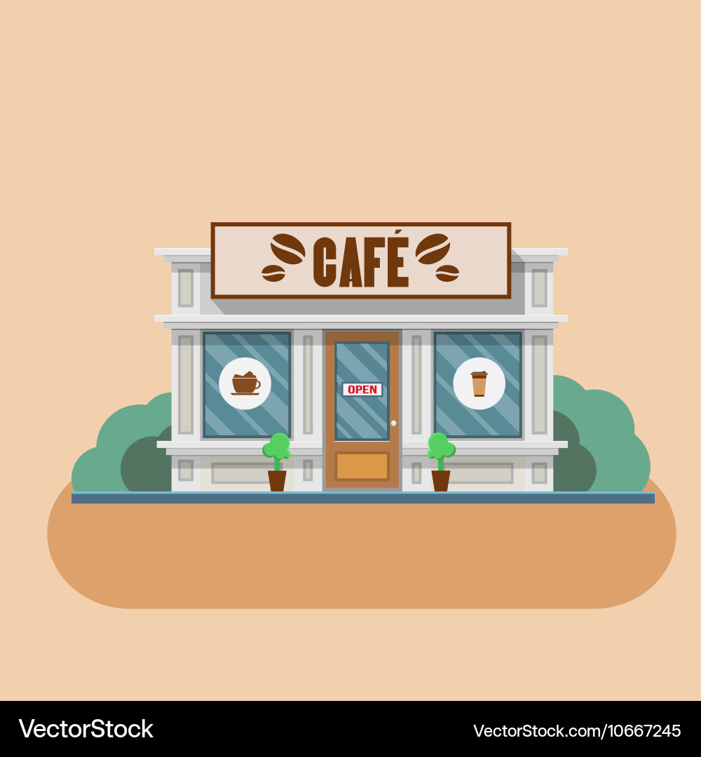 Cafe building flat Royalty Free Vector Image - VectorStock