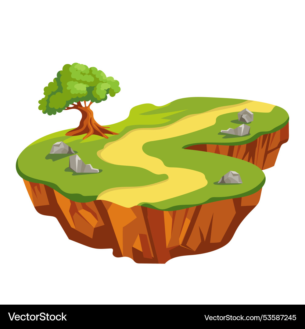 Flying ground island in flat design level Vector Image