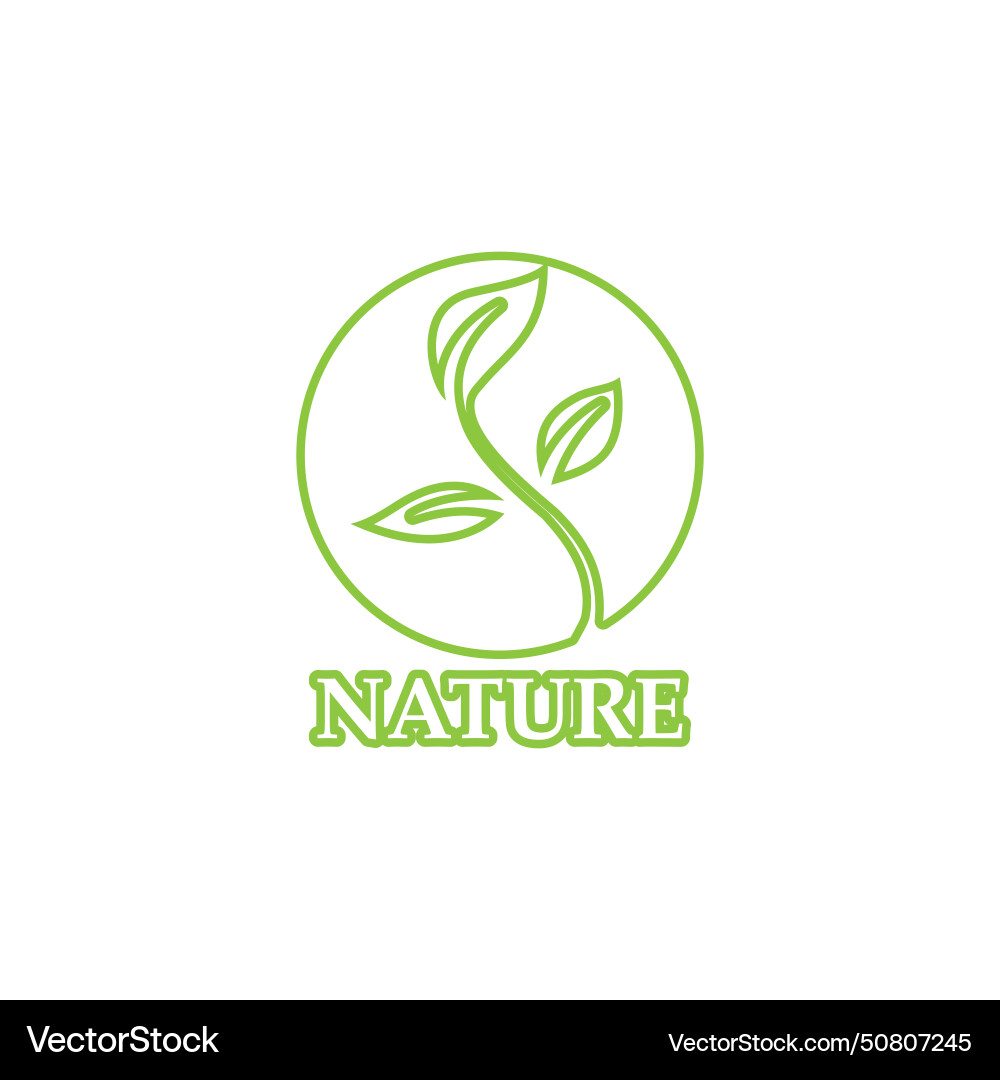 Green leaf outline ecology nature element logo Vector Image