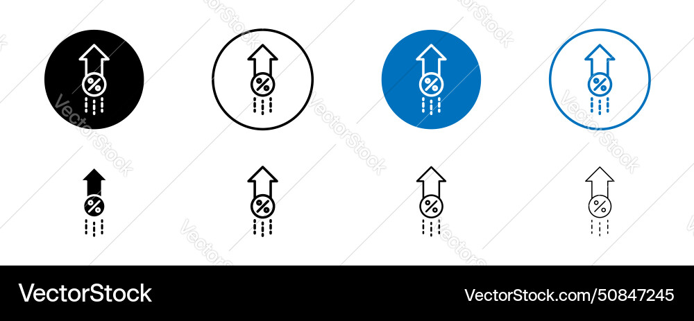 Interest growth icon set increase percentage Vector Image