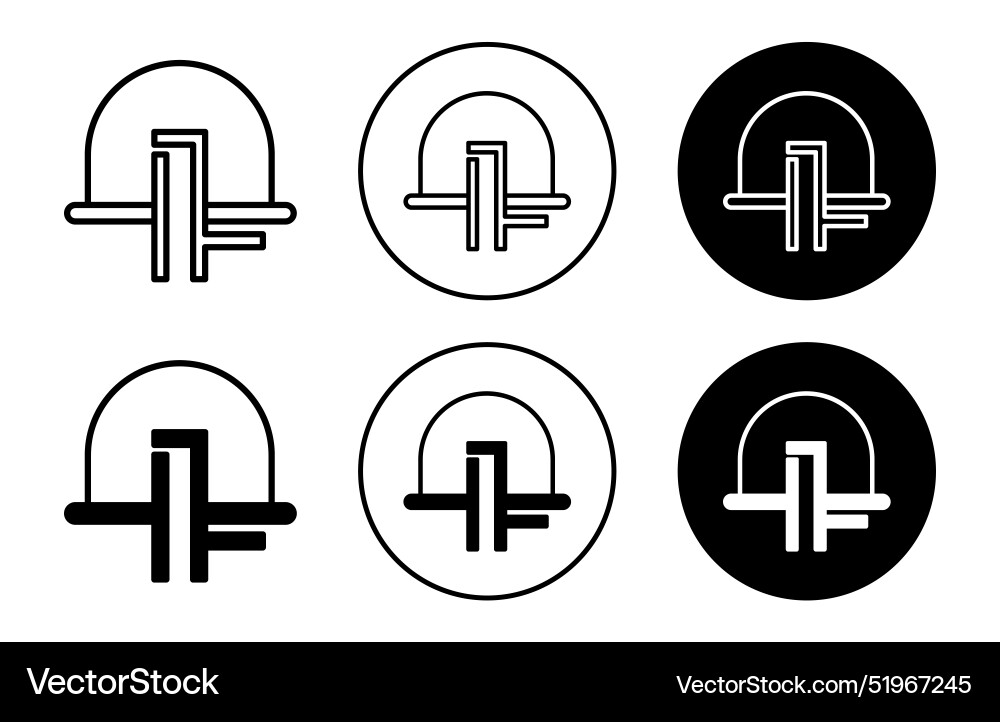 Light emitting diode flat line icon set Royalty Free Vector