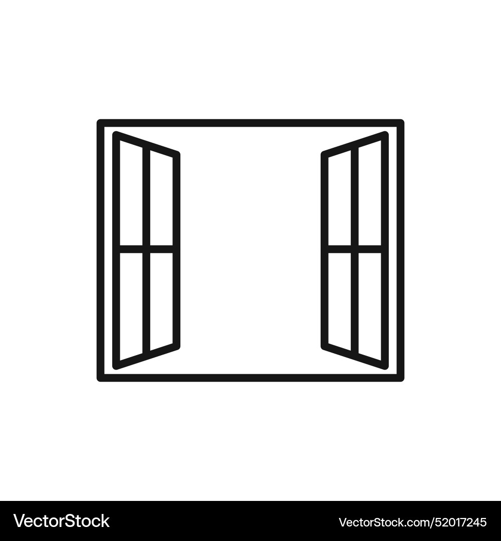 Open windows icon black line art Royalty Free Vector Image