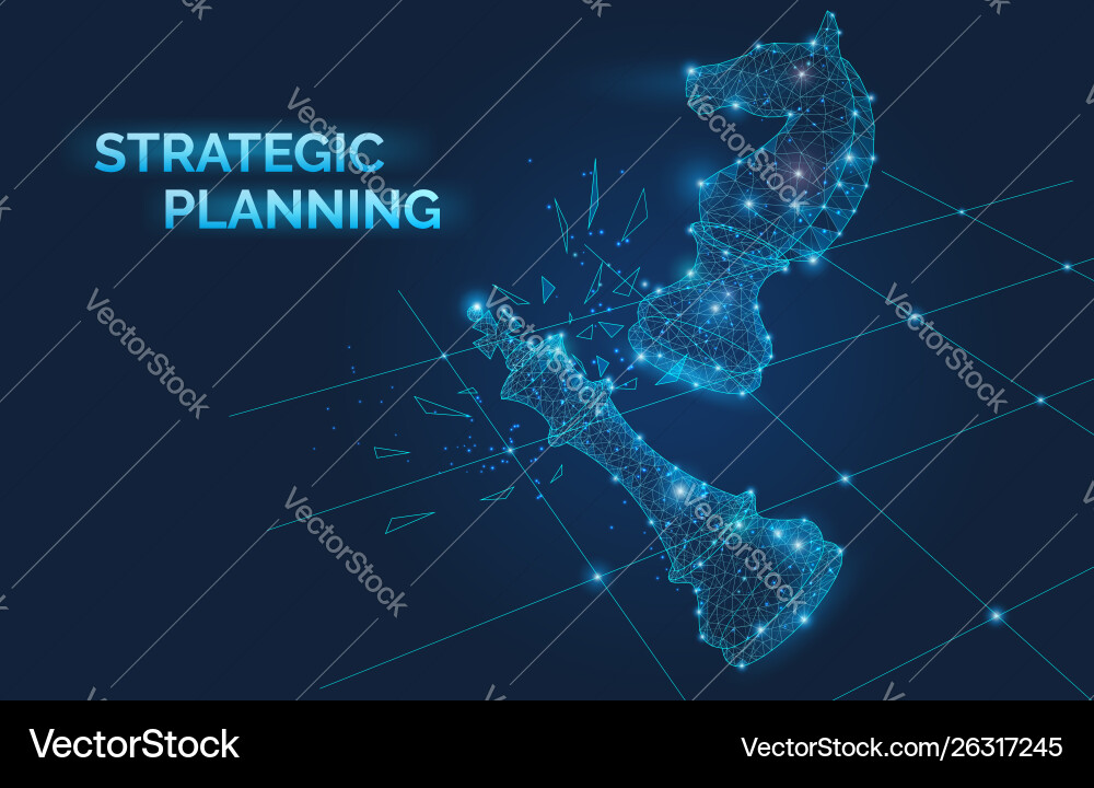 Strategische Planungsbanner mit Schachstücken Vektorbild