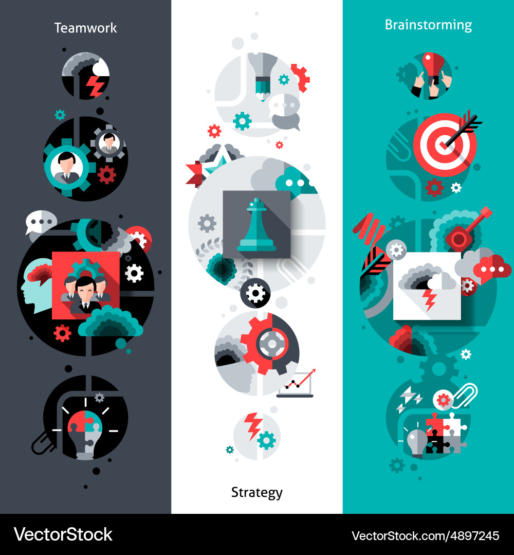 Teamwork banner set Royalty Free Vector Image - VectorStock
