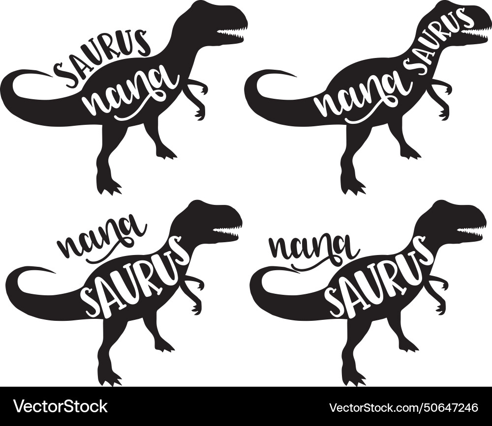 4 styles nana saurus family Royalty Free Vector Image